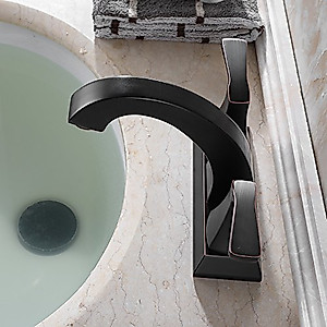 PARLOS 2 Handles Bathroom Faucet with Pop-up Drain and Faucet Supply Lines, Oil Rubbed Bronze, Doris 14133