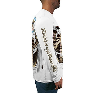 Rattlin Jack Men's Long Sleeve Fishing Shirt UVprotection Skeleton Bone XL White