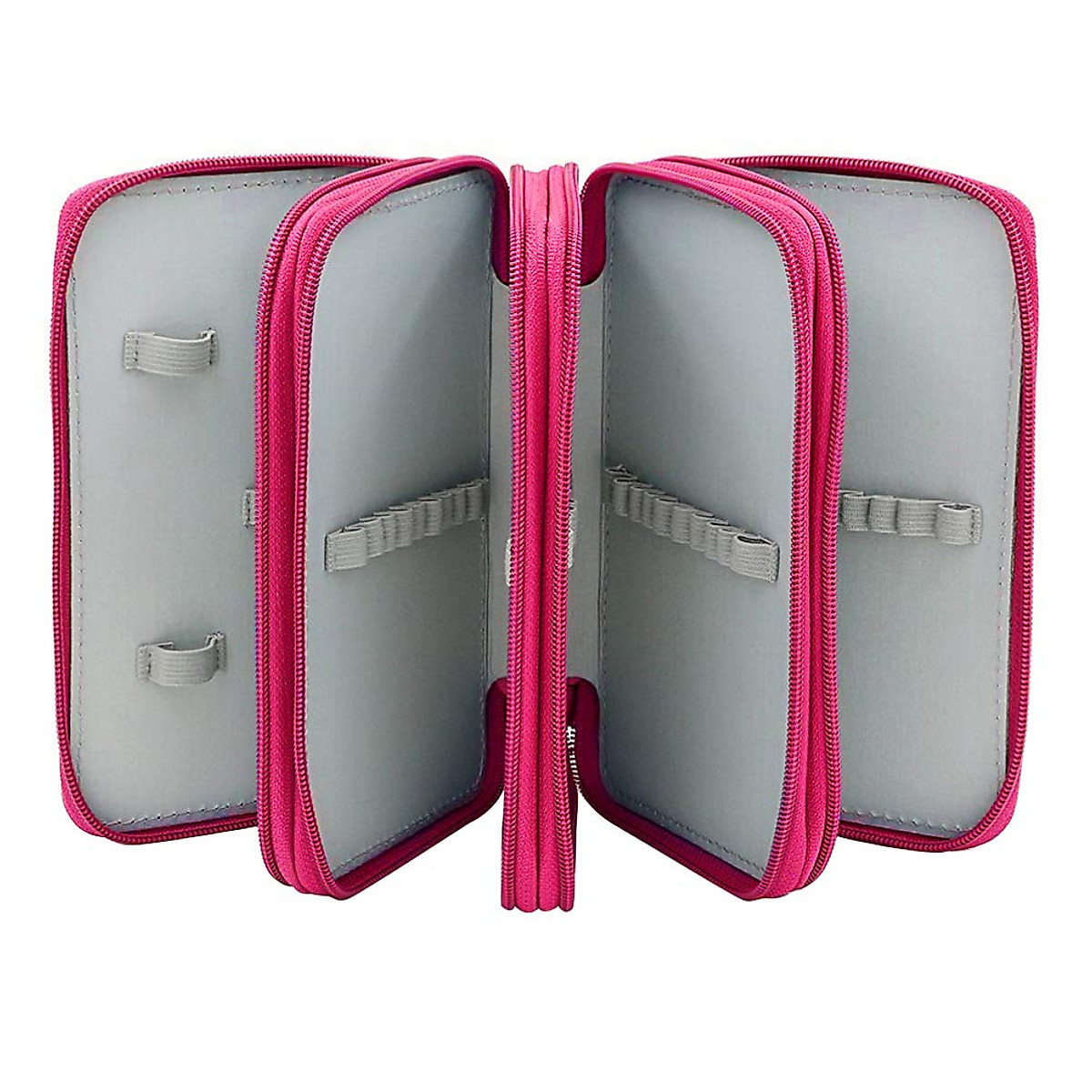 Operitacx 72 Slots Pencil Case Handy Pencil Holder with Zipper 4-layer Colored Pencil Case Large Pencil Bag for Watercolor Pencils, Gel Pens and Ordinary Pencils (Rose Red)