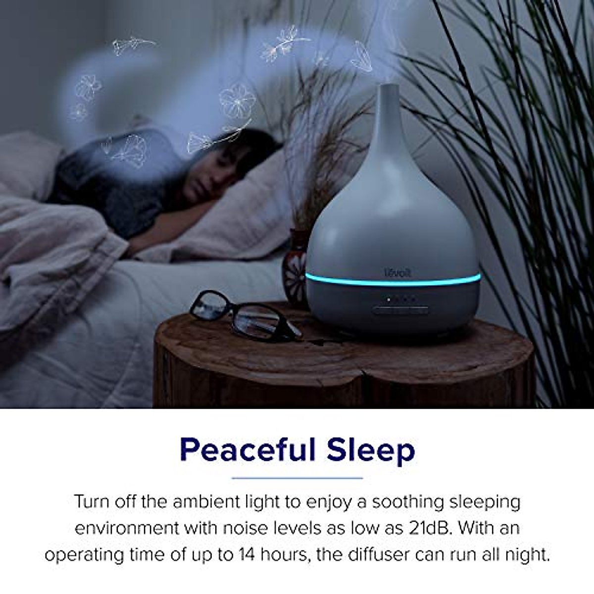 LEVOIT Essential Oil Diffuser, Aromatherapy Diffuse, Cool Mist Humidifier,300ml Aroma Diffuser with 7 Color Lights & Timer, Auto Shut-off, for Home Bedroom