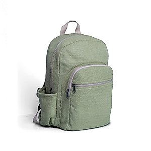 Ruana Hemp Backpacks Lightweight 100% Natural Hemp Cotton Fabric Casual Daypack Multipurpose Handmade Bag For Travel, Hiking, Yoga, Picnic (Green, 38 cm W x 45 cm L)