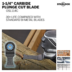 BOSCH Power Tools Oscillating Saw MultiTool Kit, 32 Accessories and Case & Starlock Carbide Plunge Cut Oscillating Multi-Tool Blade Set, 1-1/4“ OSL114C-3, P