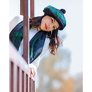 UMAM Scottish Traditional Tam o' Shatner Acrylic Wool Tammy Hat Flat Bonnet Kilt Many Tartans (Black Watch 008tcp)