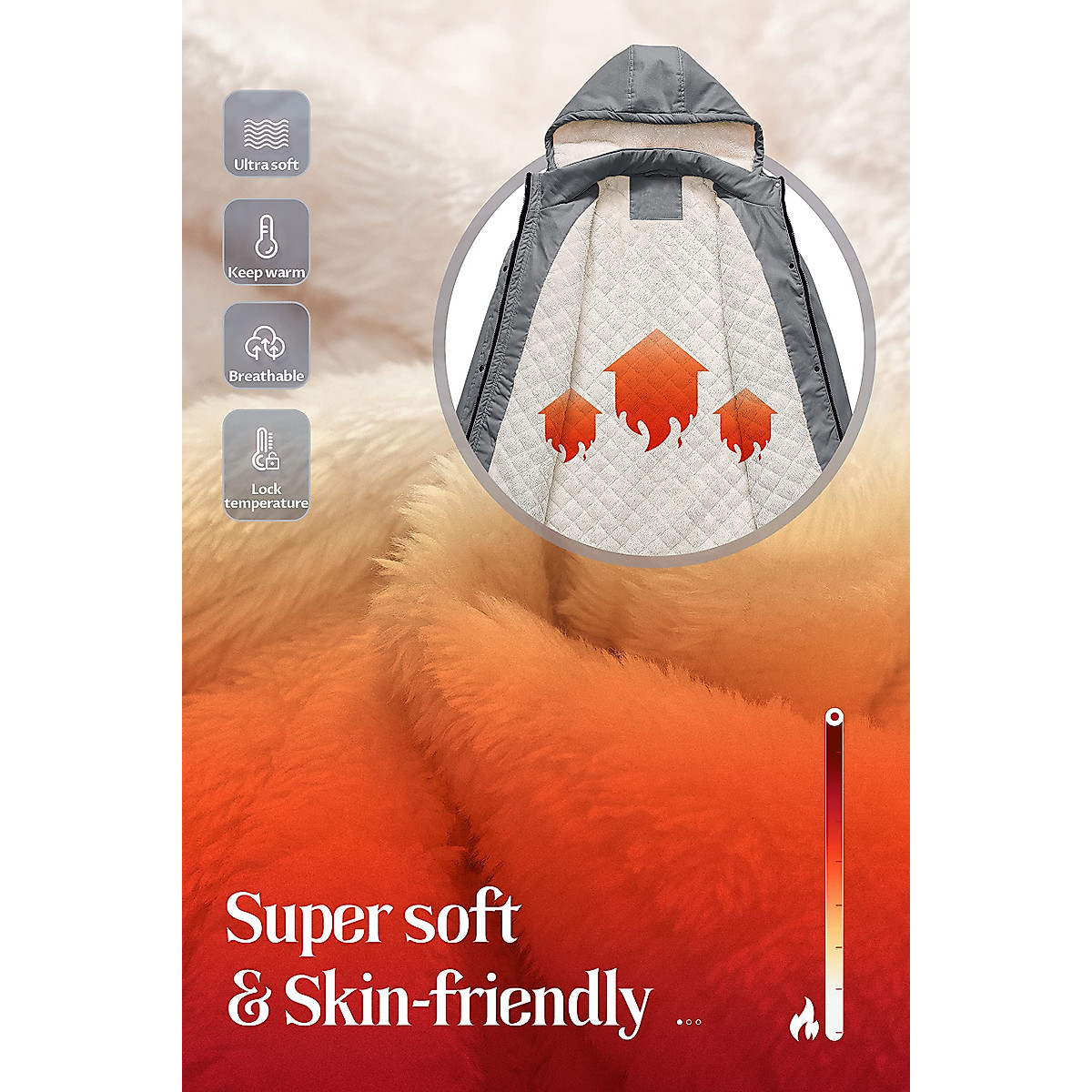 Chrisuno Ladies Winter Coats For Women Hooded Warm Down Alternative Outerwear Parka Jackets Grey XL