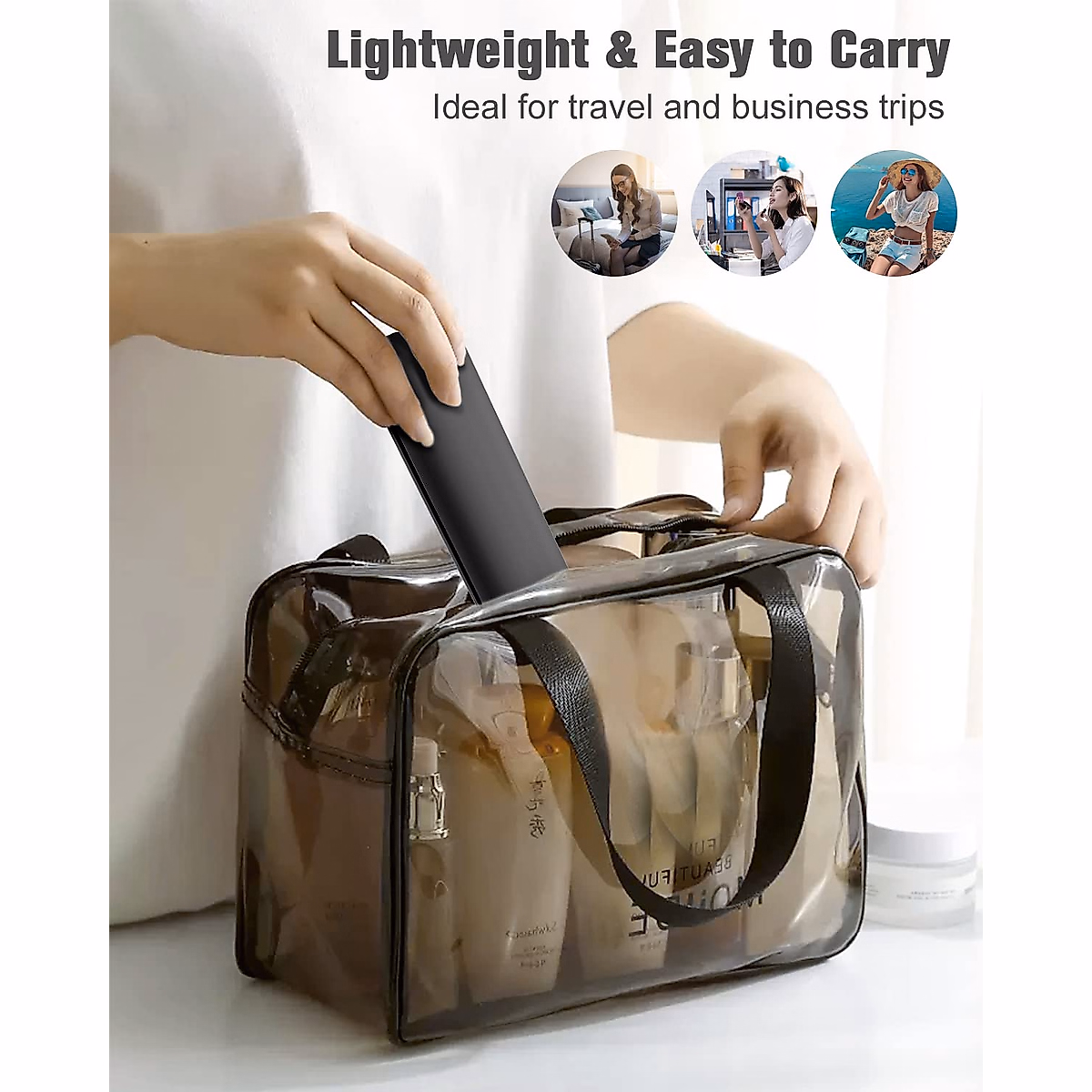 FERYES Large Travel Makeup Brush Holder, Magnetic Anti-fall Out Silicon Portable Cosmetic Face Brushes Holder, Soft and Sleek Makeup Tools Organizer for Travel- (8.27 * 2.36 * 1.57)