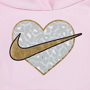Nike Toddler Girl Leopard Print Fleece High Low Pullover Hoodie (P(26J033-A9Y)/G, 2T)
