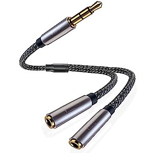 Ruaeoda Headphone Splitter 3.5mm Splitter Audio Stereo Y AUX Splitter Extension Cable Male to Female Dual Headphone Jack Adapter for Earphone Headset Splitter Compatible for iPhone Samsung Laptop