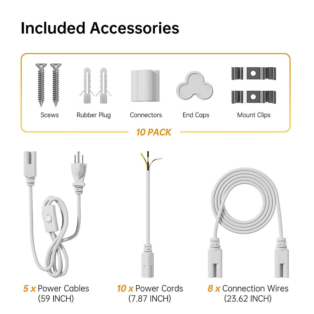 ONLYLUX LED Shop Light 4FT 60W, 5000K Daylight White 9000LM, Linkable Ceiling Light for Garage, 48" T8 LED Tube Light, Hight Output,Pack of 10