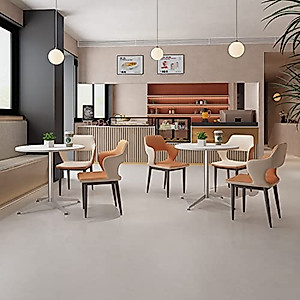 SENGLIDA White Dining Table Round Small Office Table Conference Table Coffee Meeting Table w/Stainless Steel X-Shaped Pedestal for Office Boardroom Kitchen Living Room 31.5 inch