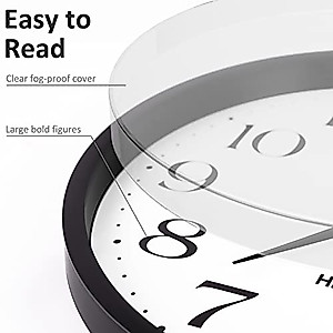 HIPPIH 2 Pack Silent Wall Clock, 10 Inch Non Ticking Quiet Digital Sweep Decorative Battery Operated Wall Clocks for Living Room Bedroom Kitchen School Office Decor, Black