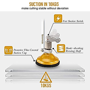 B BLOOMOAK Heavy Duty Circular Glass Cutter with Round Knob Handle and Suction Cup Adjustable Diamond Glass Cutter Tool Set 24" with Extra Blade (60cm)