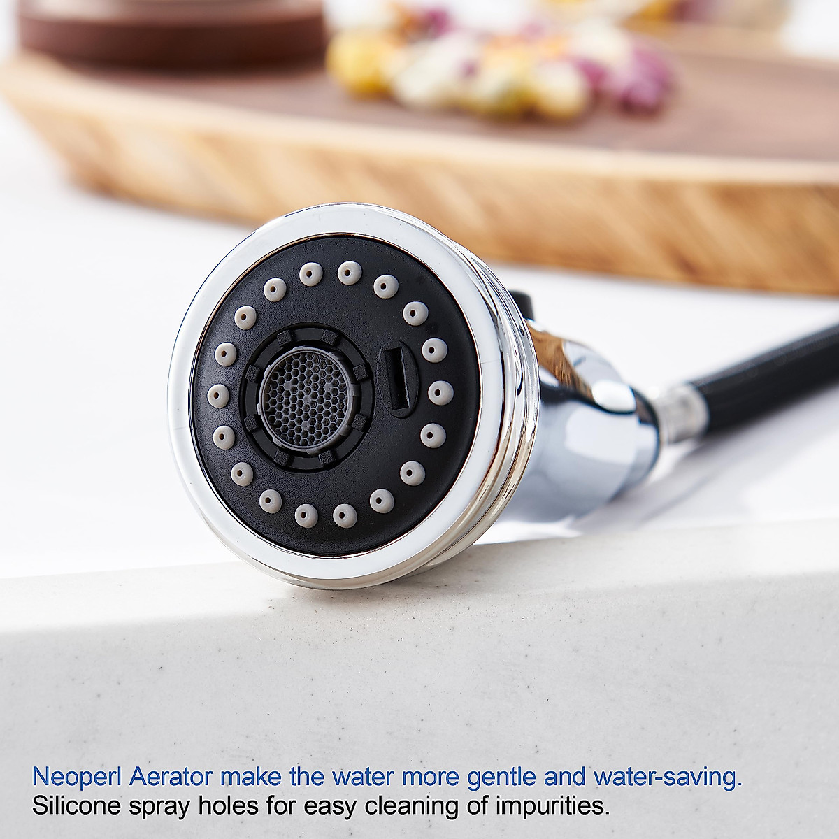 Kitchen Faucet Spray Head Replacement - Pull Down Faucet Sprayer Head with 9 Adapters, 3-Function Kitchen Sink Faucet Head, Replacement Pull Out Faucet Head Nozzle, Chrome