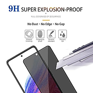 Lokyoo 2 Pack Privacy Screen Protector for Samsung Galaxy A53 5G/ A51 5G/ A52 4G/ A52 5G/ A52s[Anti-Spy Tempered Glass], Ultra HD, Anti-Scratch, Bubble-Free, Easy Install 9H Protective Glass Black