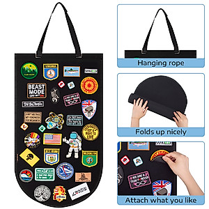 JOYMOMO Hanging Patch Display Panel Holder Foldable Patch Organizer for Military Army Combat Morale Uniform (Black)（Patch are Not Included）