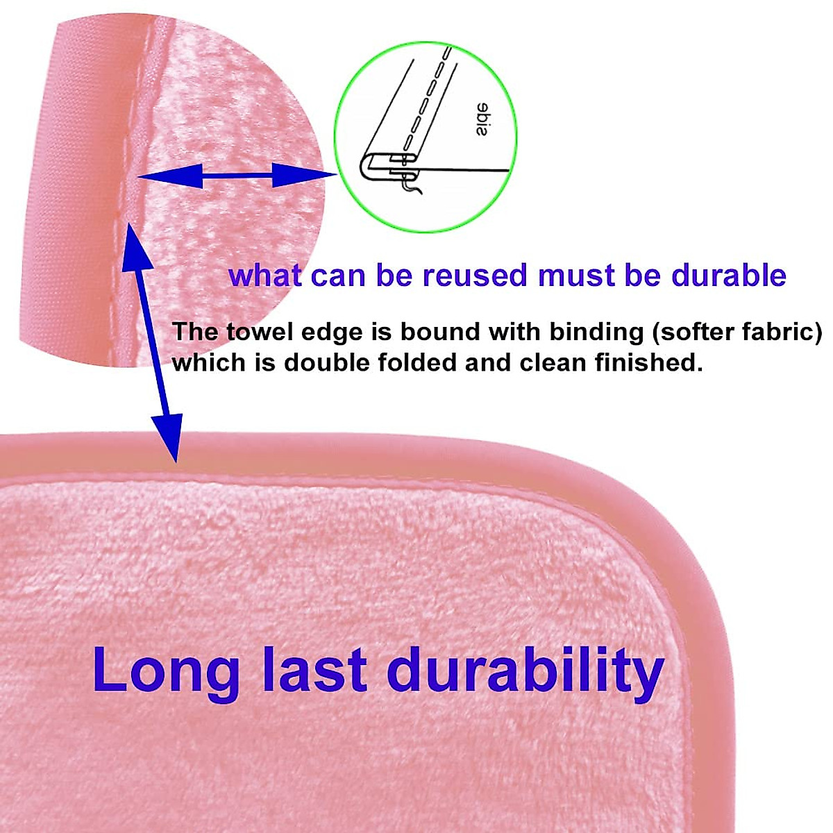 𝐄𝐱𝐭𝐫𝐚 𝐓𝐡𝐢𝐜𝐤 Reusable Makeup Remover Face Cloth (10 pack), Makeup Removal Cleansing Cloth Eye Makeup Remover Cloths Gift Box Packaging for Women 5" X 5" -Pink