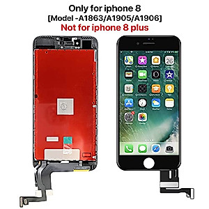 QTlier for iPhone 8 Screen Replacement, LCD Display Touch Screen Digitizer Assembly with Repair Tools+Adhesive Strips+Screen Protector for A1863, A1905, A1906 (Black, 4.7 Inch)