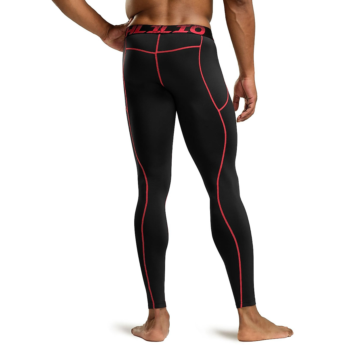 ATHLIO Men's Thermal Compression Pants, Athletic Running Tights & Sports Leggings, Wintergear Base Layer Bottoms, 3pack Thermal Pants Black/Black & Red/Charcoal, X-Large