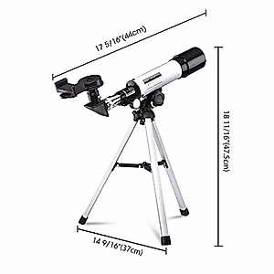 AW 50mm Aperture 360mm Astronomy Refractor Telescope Refractive Tripod with Phone Adapter Carry Bag Remote Constellation Map for Kid Aldult Gift
