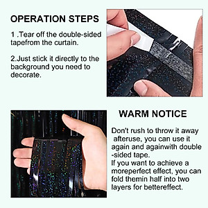 Sparkle and Bling Black Tinsel Curtain Party Streamers - Streamers Party Decorations for Birthday Graduation Wedding Party Streamers.