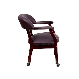 Flash Furniture Diamond Burgundy LeatherSoft Conference Chair with Accent Nail Trim and Casters