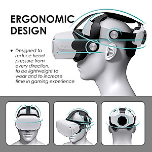 for Oculus Quest 2 Elite Head Strap, VR Game Headstrap, Comfortable Adjustable VR Headset Accessories Head Strap for Replacement