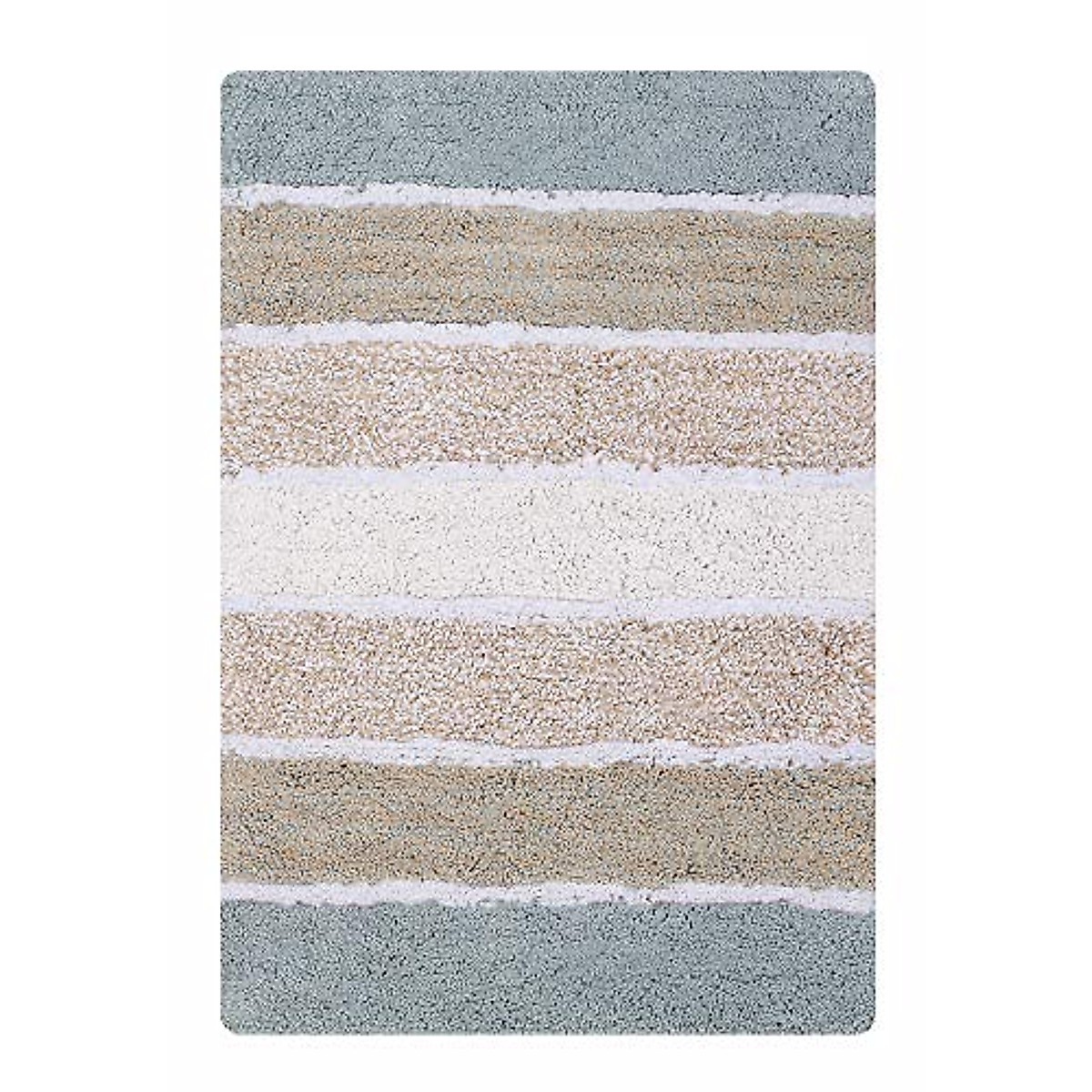Bathroom Rugs Luxury Stripe Bath Rug Set 21x32-17x24 Spa Grey-Beige,2Piece Mat Set, Soft Plush Anti-Skid Shower Rug +Toilet Mat.Shaggy Carpet, Super Absorbent mats, Machine Washable Bath Mat,