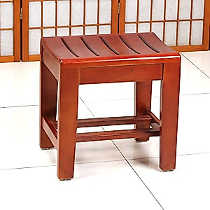 Elderly Bath Stool, Bathroom Bench Stool,Bathtub Shower Chair Bath Bench Wooden Stool Step,Small Footstool Bench Plant Stand Fishing Wood Stools Waterproof Non-Slip Shower Stool For Kitchen Offic