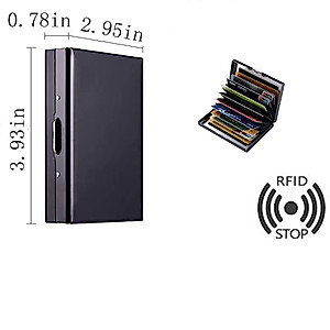 YHan RFID BlockingStainless Steel Credit Card Holder, Men Women Metal Slim Wallet For Driver's License, ID Cards, Credit Cards, Or Business Cards.(10 cards) (Black 10 grid)