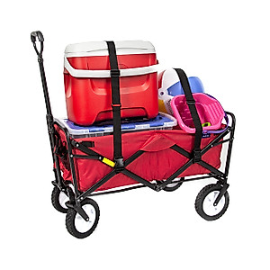 MacSports Universal Buckle Straps for Collapsible Folding Outdoor Utility Wagon, Adjustable Design, 1-Inch Belt Loading Tightening Straps (Black)