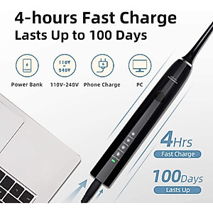 Hanasco Sonic Electric Toothbrush for Adults, 4 Modes with 2 Minute Timer, 8 Brush Heads Included, Whitening Clean 4 Hours Charge for 100 Days Use, Soft Bristles, 38,000 VPM Black
