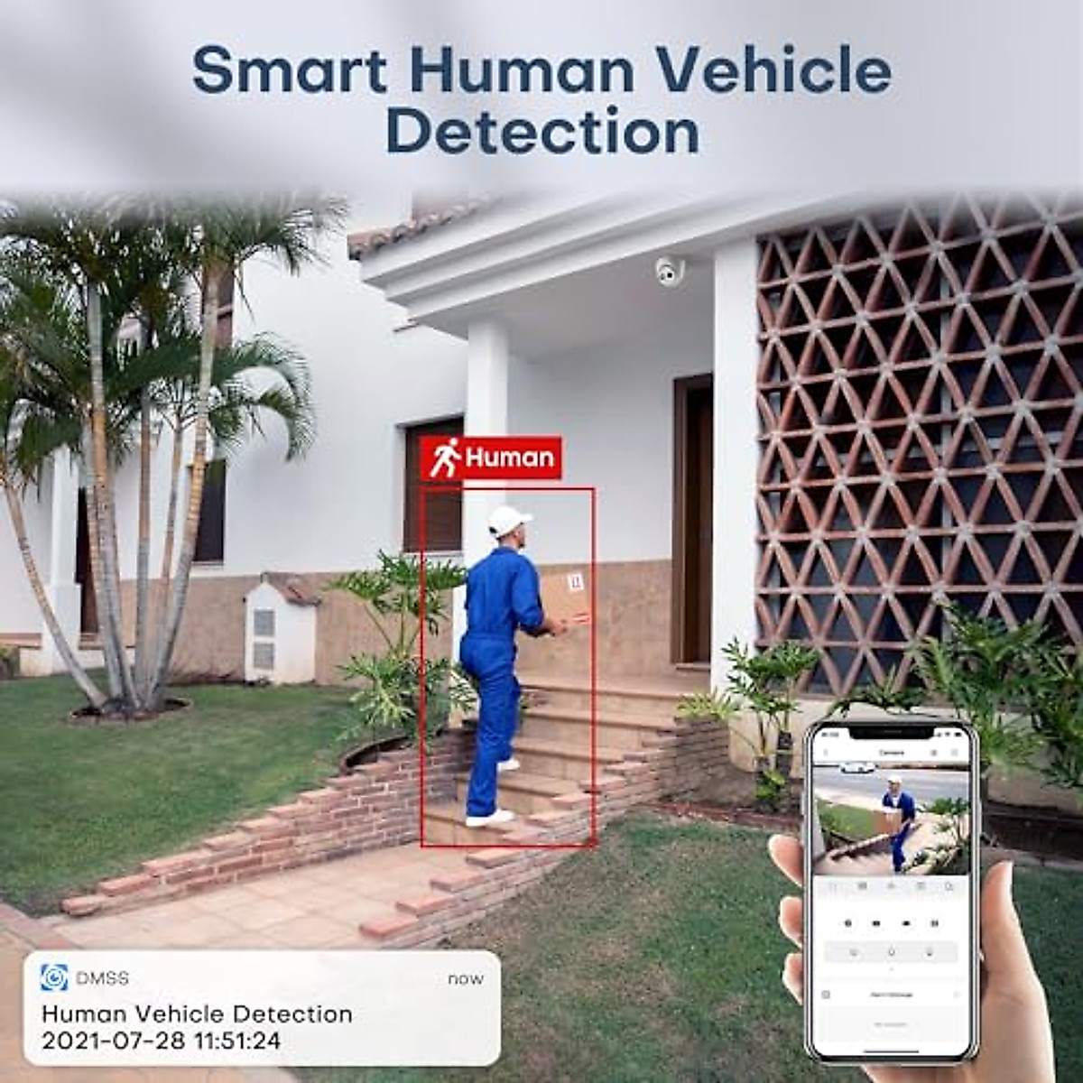 VALUCAM 6MP PoE IP Camera, 2.8mm Wide Angle, 164ft IR Night Vision, IVS Detection, Outdoor Turret Camera with Mic, Metal IP67 Weatherproof, H.265, WDR, 3D DNR, DMSS/SmartPss Lite