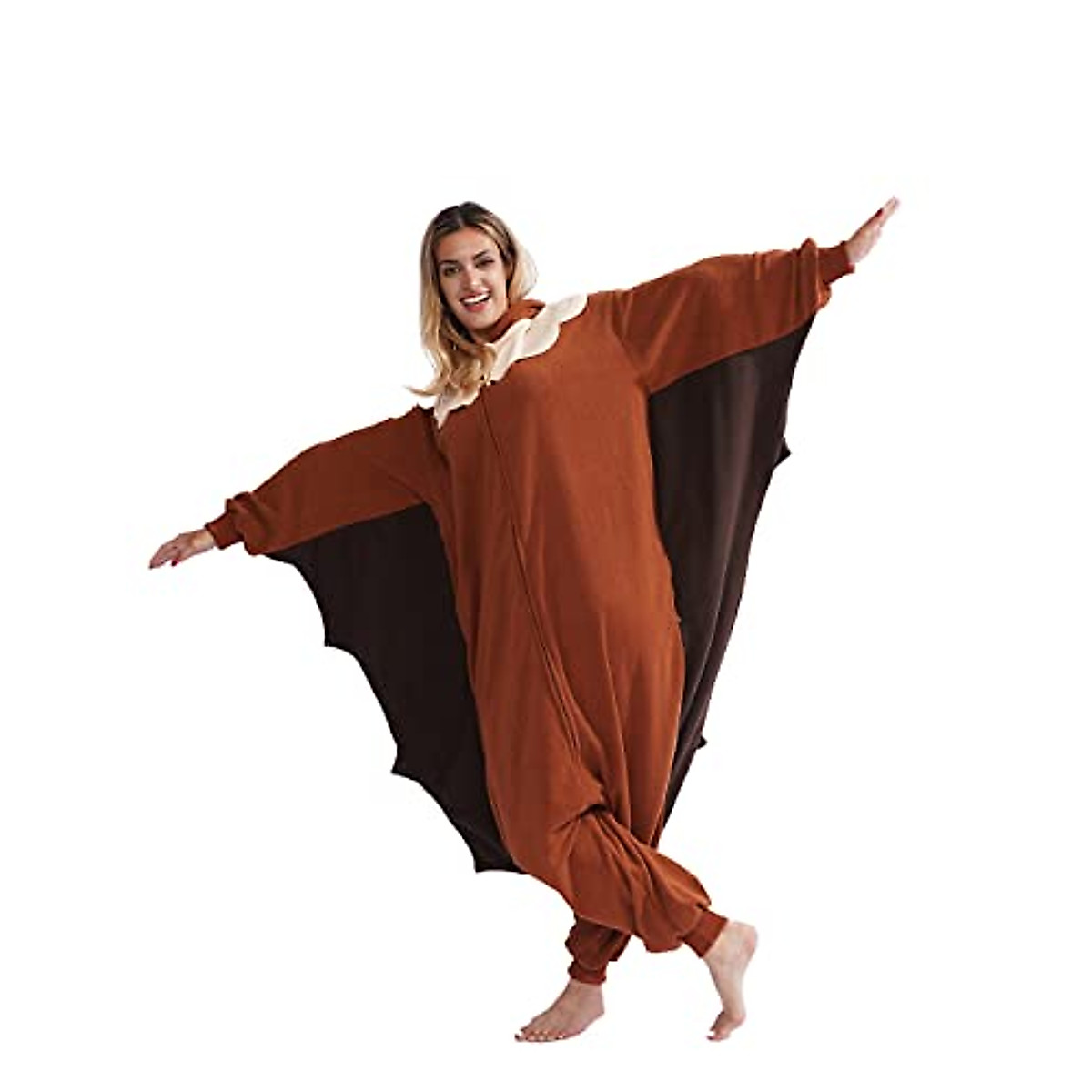 vavalad Adult Bat Onesie Pajamas Animal Cosplay Costume Halloween One-Piece Jumpsuit for women men