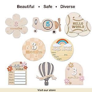 HONOCOOLS Wooden Baby Announcement Sign, Hello World Rainbow, 1 Piece, 3 Customizable Elements, 3D Dimensional, Easy to Display, Great Gift for New Parents