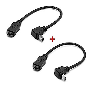 chenyang 2 Pack Mini USB Extension Cable USB 2.0 Mini USB 5Pin Male to Female 90 Degree Angled Data Power Extension Cable Adapter 0.2M