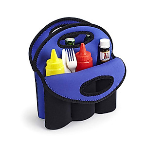 BUILT Six-Pack Soft-Grip Insulated Neoprene Beer Bottle Carrier Tote Black 6P-BLK