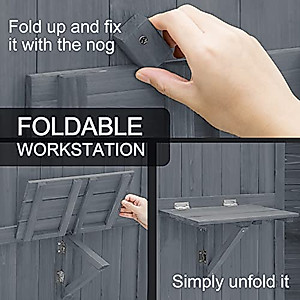 Outdoor Storage Cabinet, Wood Garden Shed, Waterproof Tool Furniture with Shelves, Door, Adjustable Legs for Yard, Patio, Deck