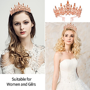 Velscrun Rose Gold Crystal Birthday Queen Tiara Crown for Women Girls Birthday Queen Headband Sash Elegant Princess Crown with Combs Hair Accessories Happy Birthday Party Decorations Mom Birthday Gift