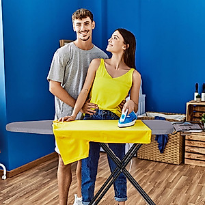 Jakeefud Deluxe Ironing Board with Extra Thick Heavy Duty Padded Cotton Cover,Hanger Iron Board,Lightweight and Easy Storage with Smart Hanger, for Small Spaces, Laundry Rooms (Size 35.5"*12") (Grey)