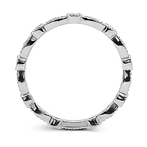 Oro Leoni 925 Sterling Silver Cubic Zirconia Eternity Band Ring. 8