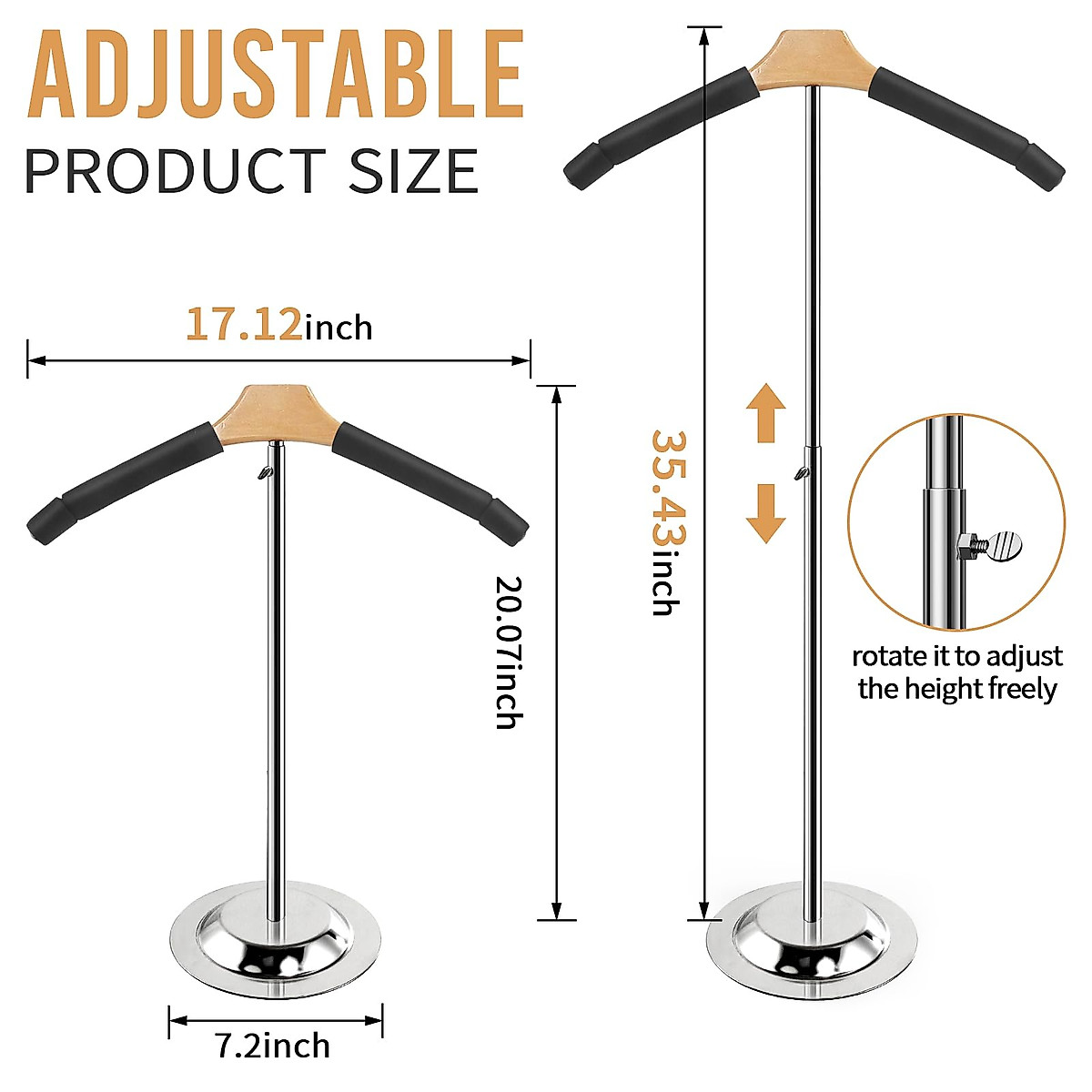 Fumingpal 20-35 Inch Height Adjustable Shirt Display Stand, T Shirt Display Stand for Vendors, Shirt Rack for Clothing Dress Garment Coat Retail (Black, 1 Pcs)