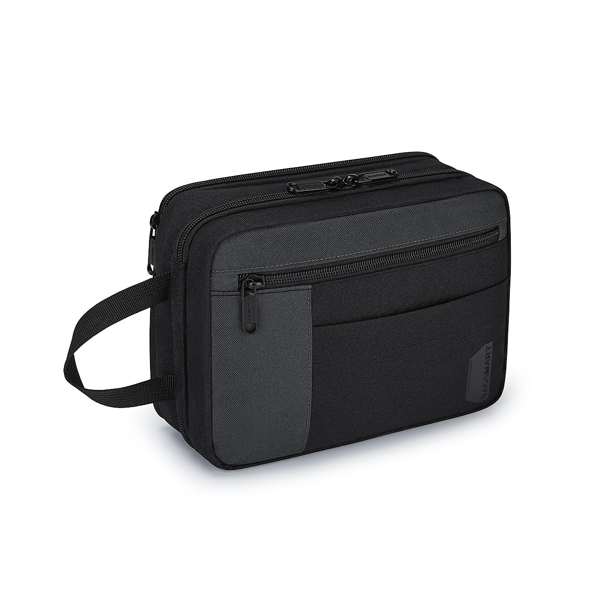 BAGSMART Travel Toiletry Bag, Toiletry Bag for Women and Men with Hanging Hook, Water-resistan Dopp Kit Door Room Essentials Makeup Cosmetic Bag, Shaving Bag Organizer for Traveling, Camping Black