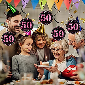 Birthday Hanging Swirls Decorations,Happy 50 Year Old Birthday Swirls Supplies,50th Hanging Swirl Decor,Birthday Party Rose Gold Hanging Swirls Ceiling Decorations Shiny Foil Swirls