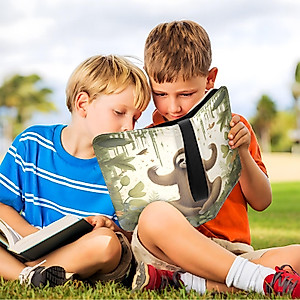 PYBUG Cute Sloth Trading Card Binder with Nylon Strap 4-Pocket Waterproof PU Leather Card Collection Binder for 400 Cards Sturdy Card Holder Folders for Game Cards,Sports Cards