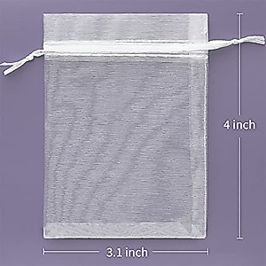 Akstore 50Pcs 3.15"x4"(8x10cm) Sheer Drawstring Organza Jewelry Pouches Wedding Party Christmas Favor Gift Bags (White, 3.15x4)