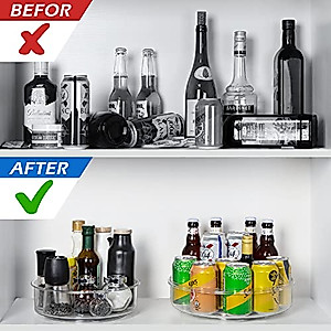 Lazy Susan Organizer for Cabinet, 12 Inch &10 Inch Clear Lazy Susan Turntable for Fridge, Pantry Organization and Storage, Kitchen Spice Rack, Bathroom, Vanity, Countertop, Under Sink and Table