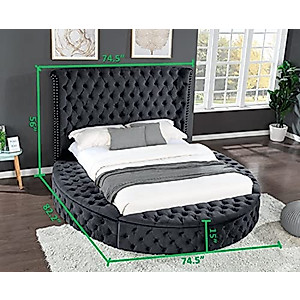 Upholstered Platform Bed with Bluetooth Speaker and Storage Box, Queen Size Platform Bed Frame with Tufted Headboard and Nail Head and Wood Slat Support Mattress Foundation, 500Lbs Capacity, Black