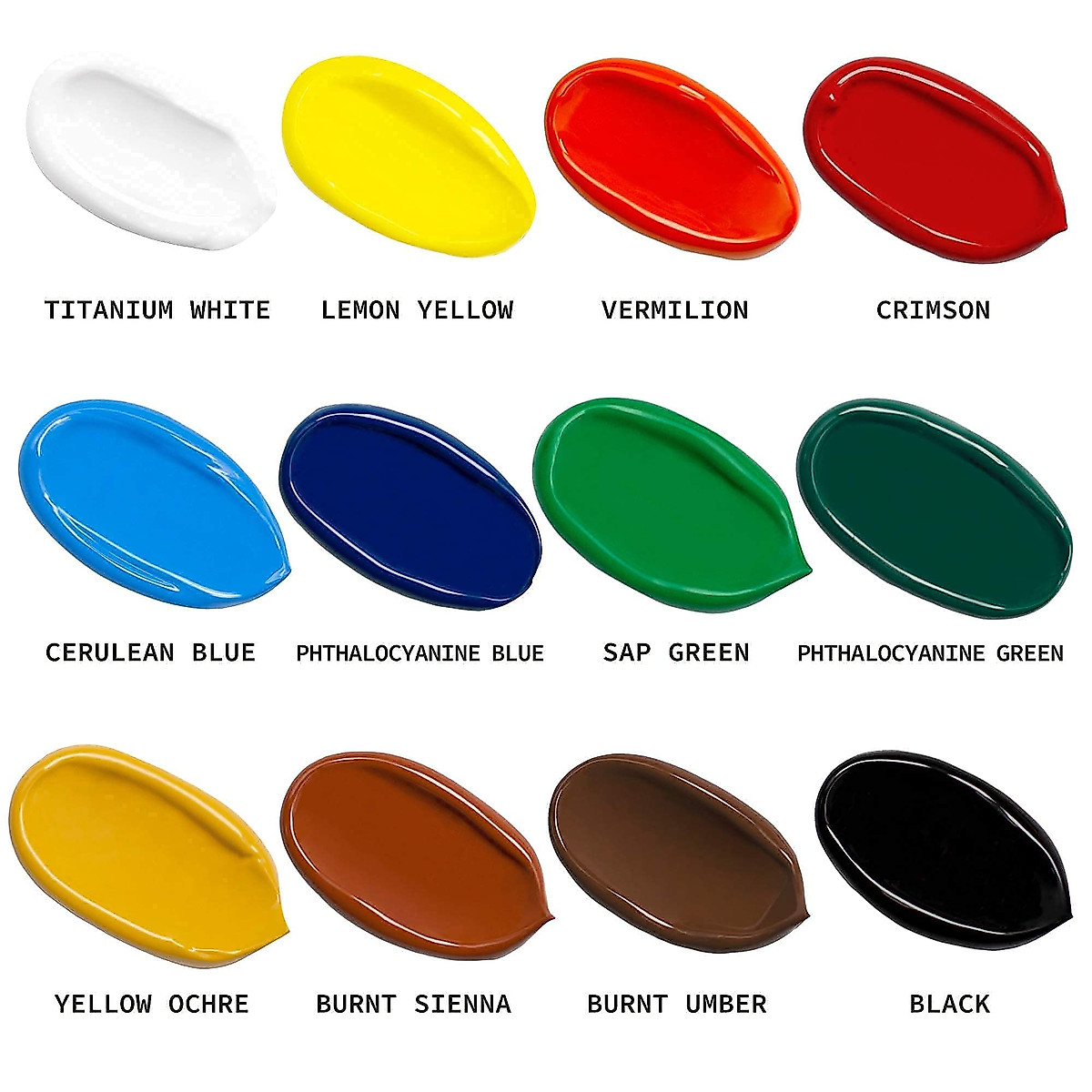 FIXSMITH 8 X 10 Inch White Stretched Canvases 12 Pack & Artist Quality Acrylic Paint Set, 12 Colors/Tubes (12 ml/0.41 oz.)