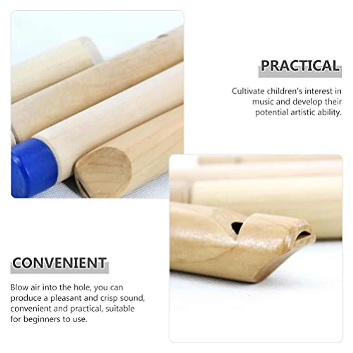 Zerodeko 3Pcs Wooden Whistle, Slide Whistle Toys for Kids Small Flute Music Instruments Sound Toys Early Educational Musical Toys Christmas Stocking Stuffers Gifts for Kids Children Toddler (Wood)