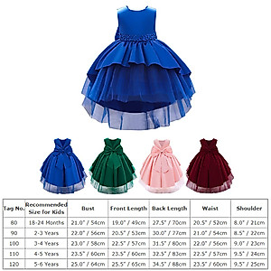 Flower Toddler Baby Girls Dress Formal Bowknot Tutu Backless Ruffle Puffy Tulle Gowns Princess Wedding Communion Christening Baptism Pageant Birthday Lace Party Wear Green 4-5T