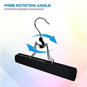 High-Grade Wooden Slack Hangers for Hair Extensions Carrier Holder,Wood Pants Hangers with 360° Swivel Hook, Non Slip Wood Skirt Hangers